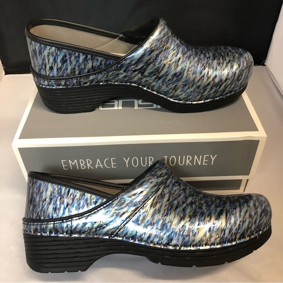 Dansko | Shoes | Nib Dansko Lt Pro Patent Leather Blue Waves Slip On ...
